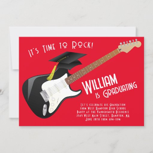 Electric Guitar Rock Music Graduation Party Invitation | Zazzle