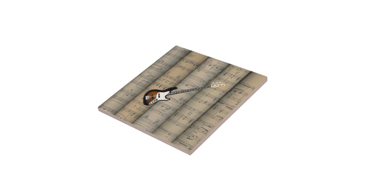 Electric Guitar ~ Rolled Sheet Music Background Tile | Zazzle