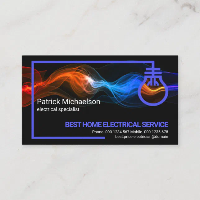 Electric Lightning Wire Circuit Frame Electrician Business Card | Zazzle
