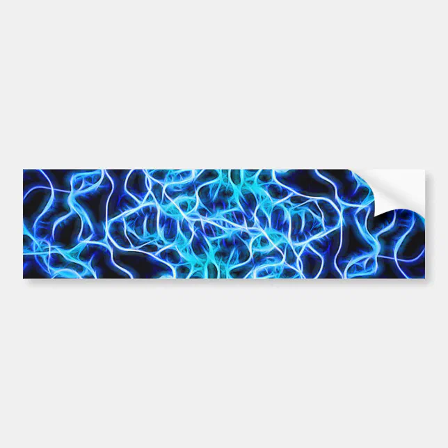 Electric Neon Blue Tesla Coil Lightning Bumper Sticker | Zazzle