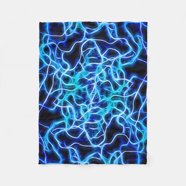 Electric Neon Blue Tesla Coil Lightning Fleece Blanket | Zazzle