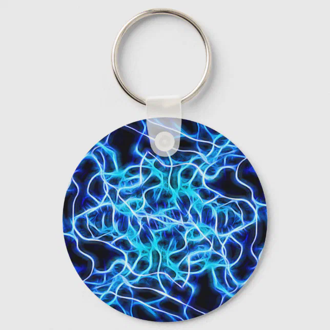 Electric Neon Blue Tesla Coil Lightning Keychain | Zazzle