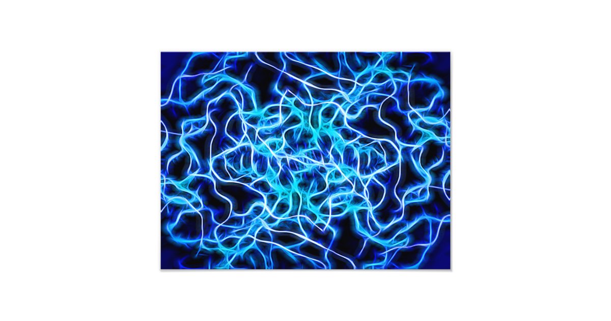 Electric Neon Blue Tesla Coil Lightning Photo Print | Zazzle