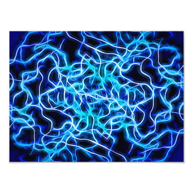 Electric Neon Blue Tesla Coil Lightning Photo Print | Zazzle