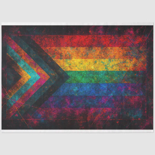 Electric Neon Progressive Pride Flag Decoupage Tissue Paper | Zazzle
