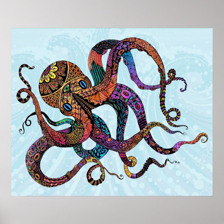 Electric Octopus Poster/Print Poster | Zazzle