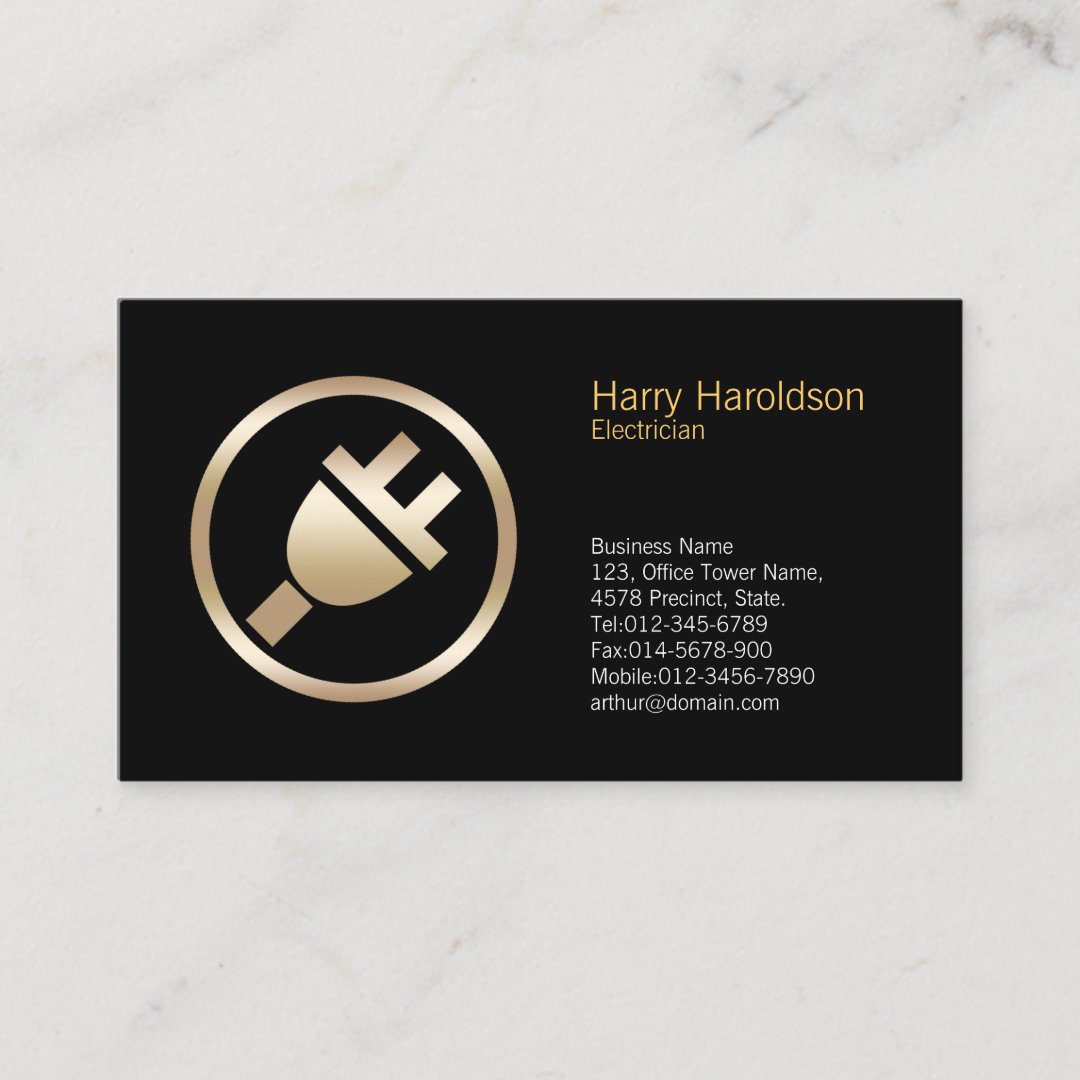 Electric Plug Icon Electrician Business Card | Zazzle