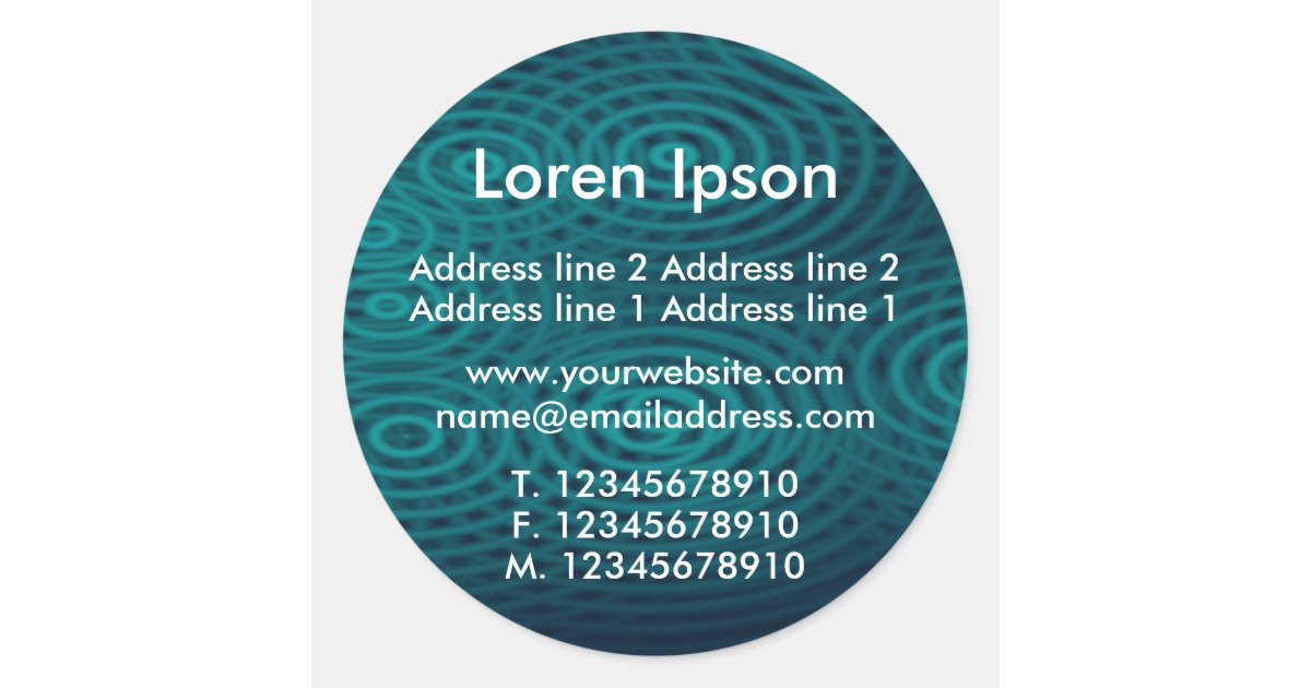 Electric Rain Dark Turquoise Business / Profile Classic Round Sticker ...