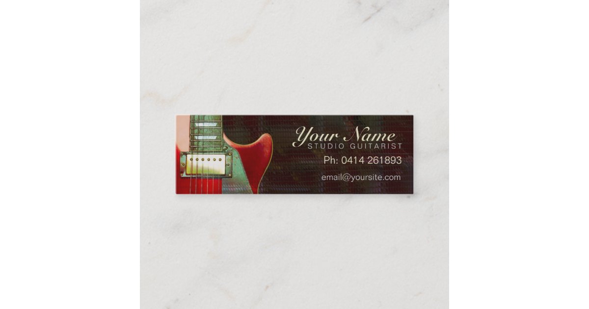Electric Red Guitar mini business card | Zazzle