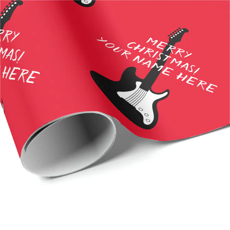 Electric rock guitar Christmas Holiday gift Wrapping Paper | Zazzle