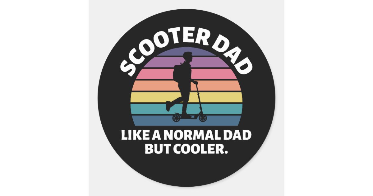 Electric Scooter Driver Motorized E-Scooter Dad Classic Round Sticker ...