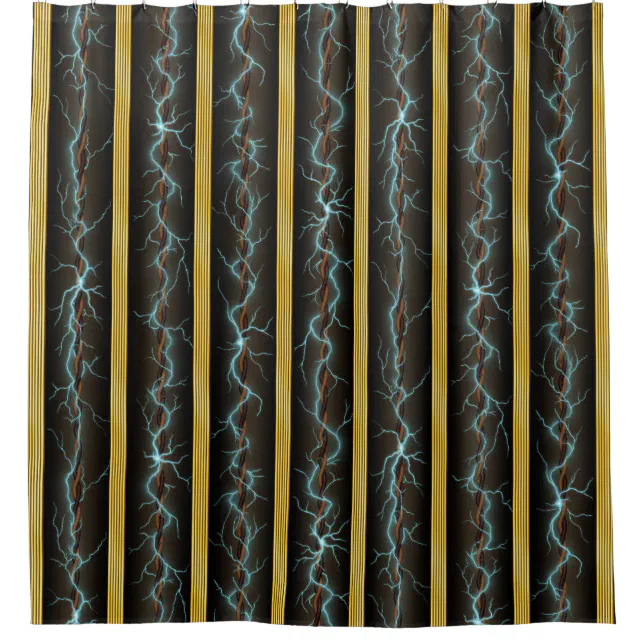 Electric Shock Machine Age Brass Stripes Steampunk Shower Curtain | Zazzle