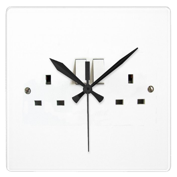 Electric socket from the UK Square Wall Clock | Zazzle.com