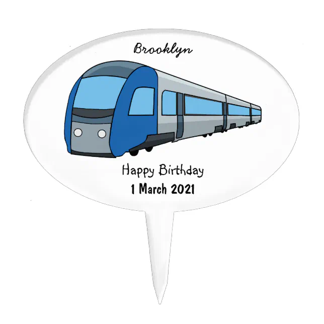 Electric train cartoon illustration cake topper | Zazzle