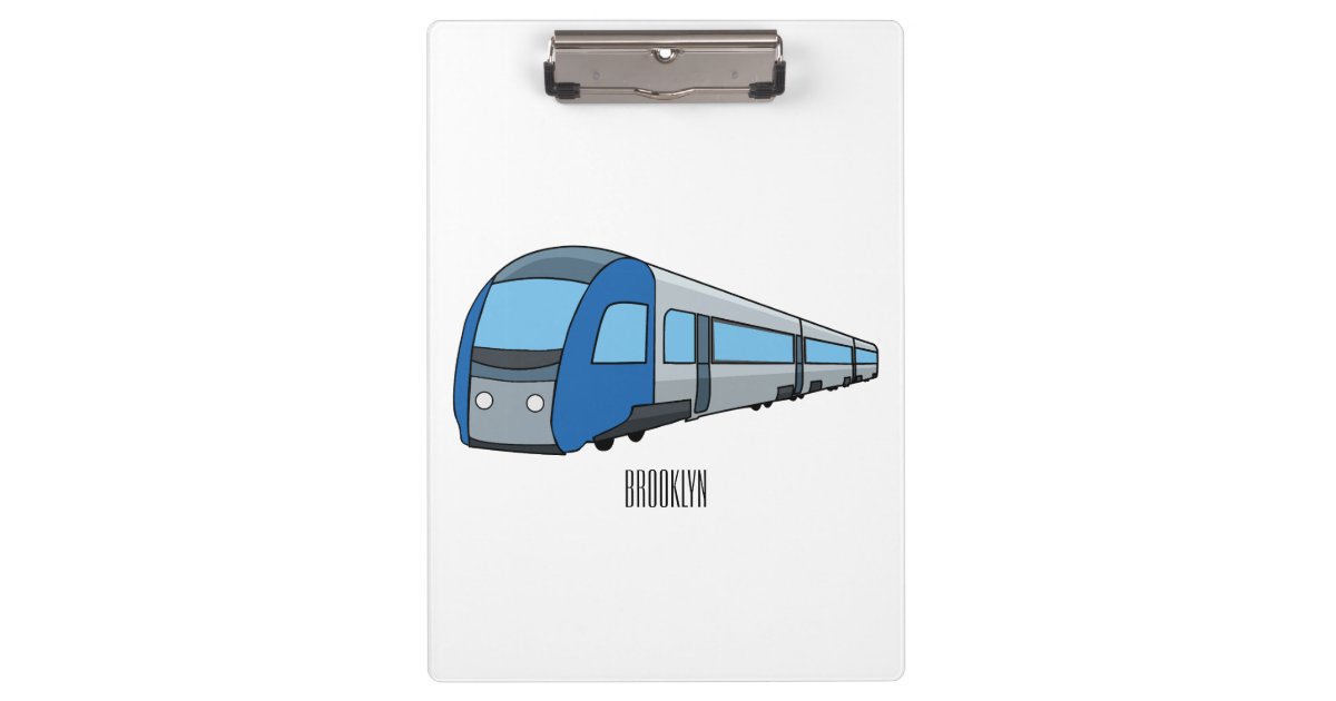 Electric train cartoon illustration clipboard | Zazzle