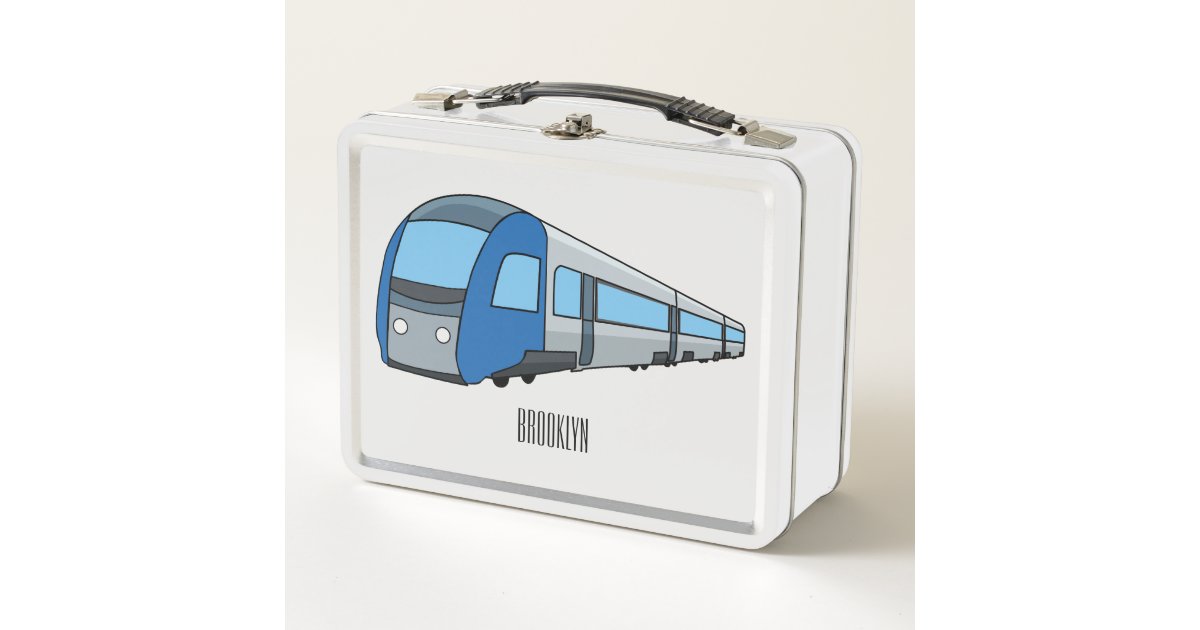 Electric train cartoon illustration metal lunch box | Zazzle