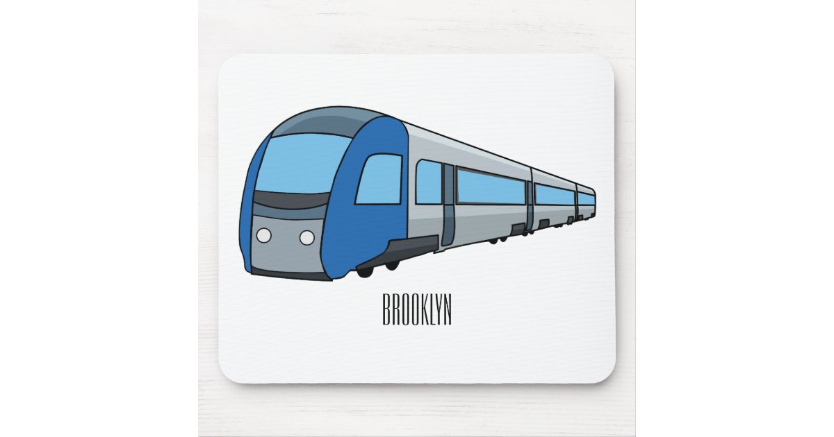 Electric train cartoon illustration mouse pad | Zazzle