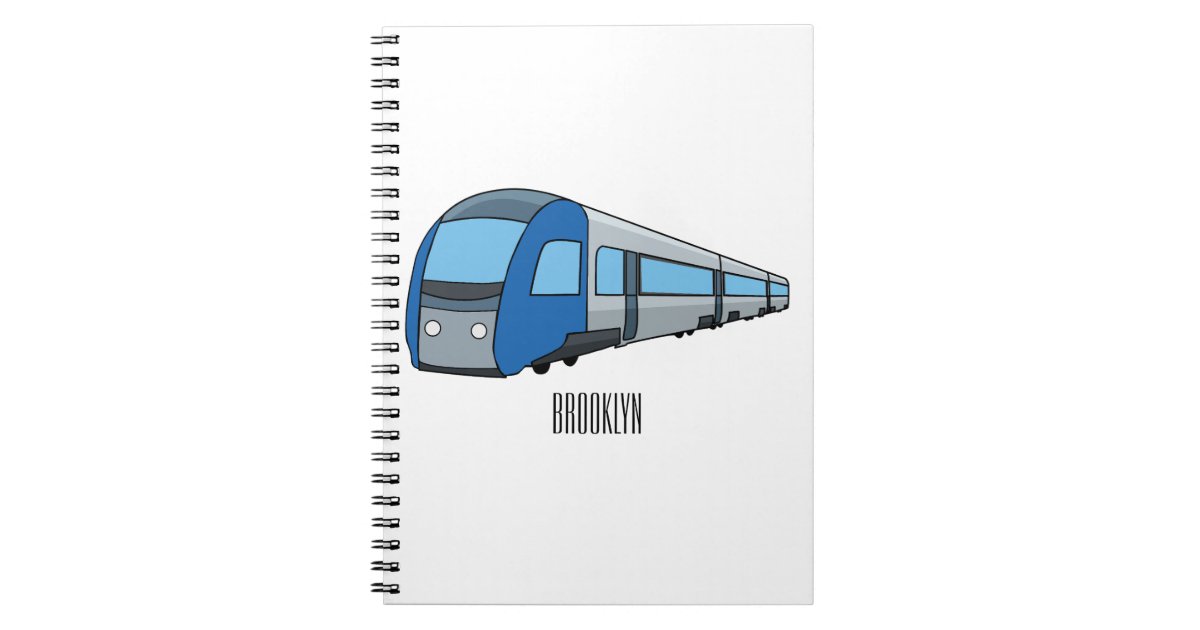 Electric train cartoon illustration notebook | Zazzle