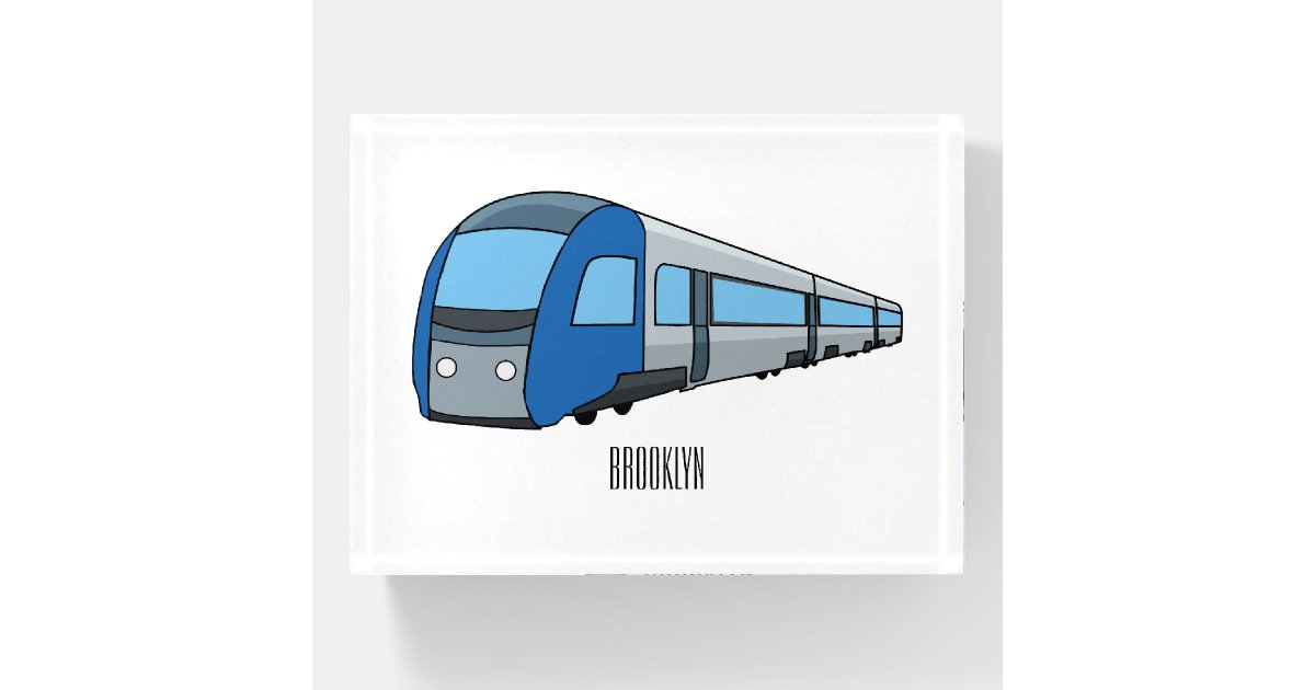 Electric train cartoon illustration paperweight | Zazzle
