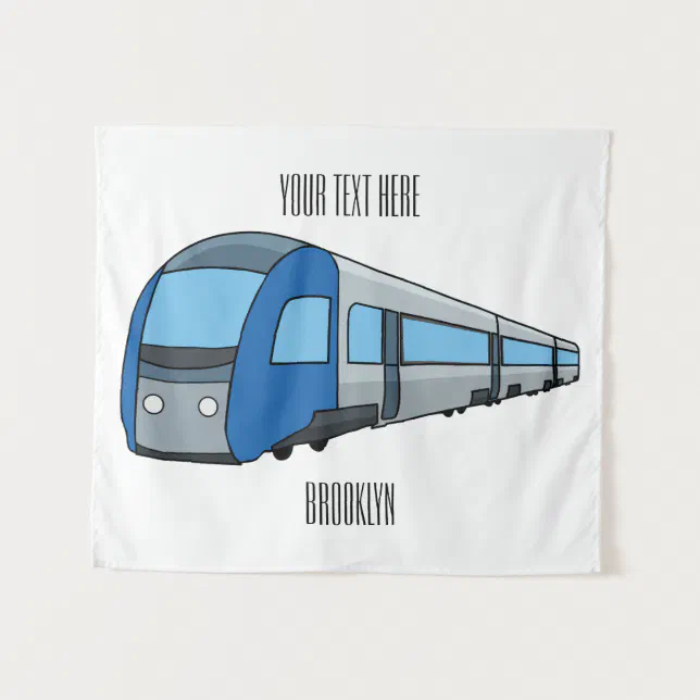 Electric train cartoon illustration tapestry | Zazzle