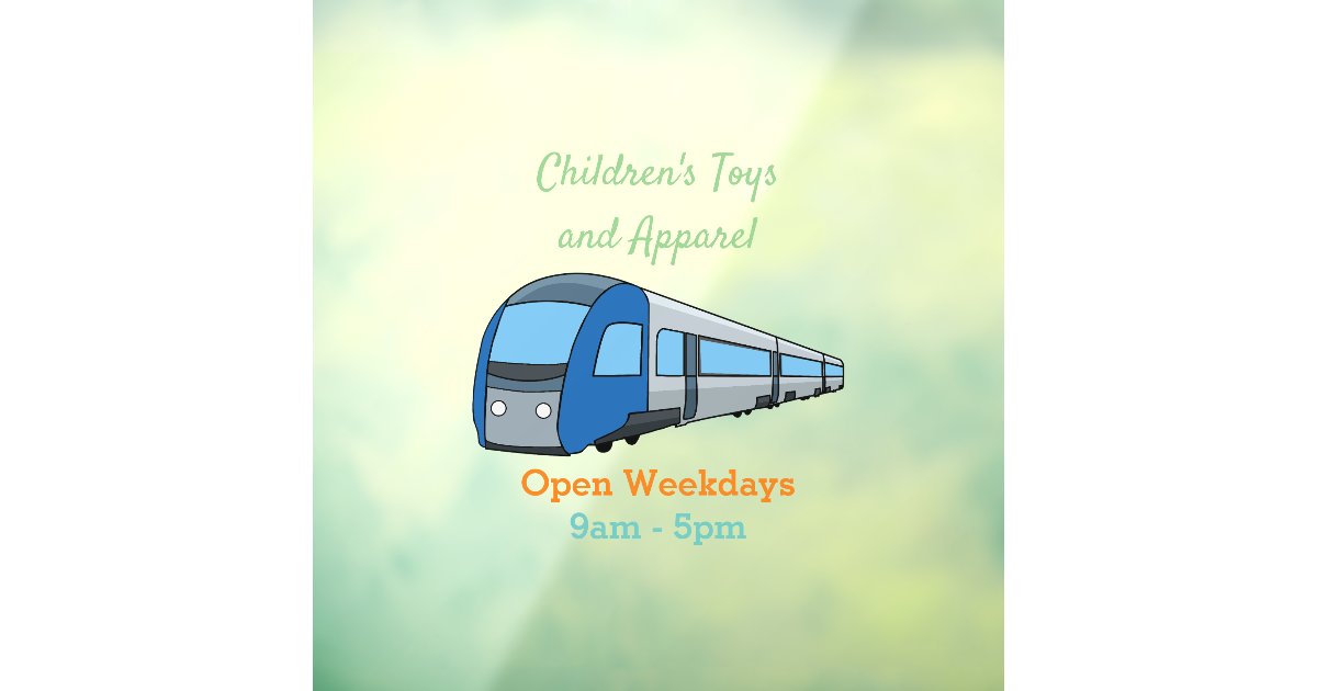 Electric train cartoon illustration window cling | Zazzle