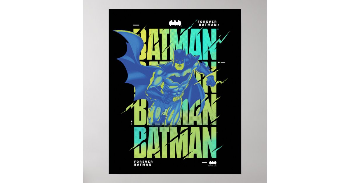 Electric Up Batman Running Through Typography Poster | Zazzle