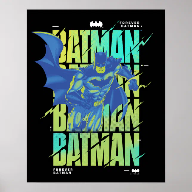 Electric Up Batman Running Through Typography Poster | Zazzle