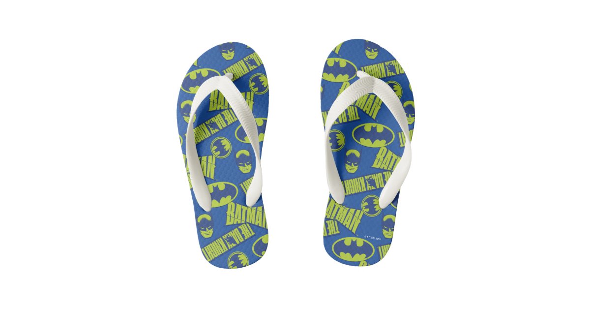 Electric Up Batman - The Dark Knight Pattern Kid's Flip Flops | Zazzle