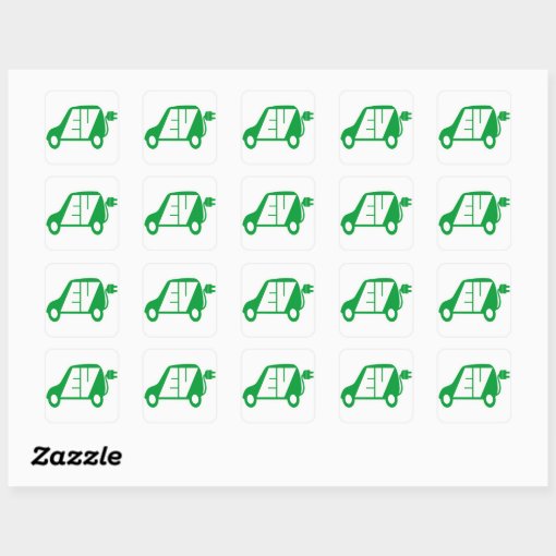 Electric Vehicle EV Icon Logo - Square Sticker | Zazzle