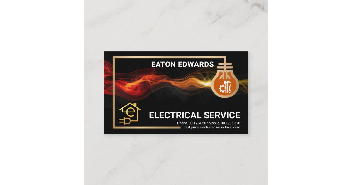 Electrical Circuit Frame Red Lightning Business Card | Zazzle