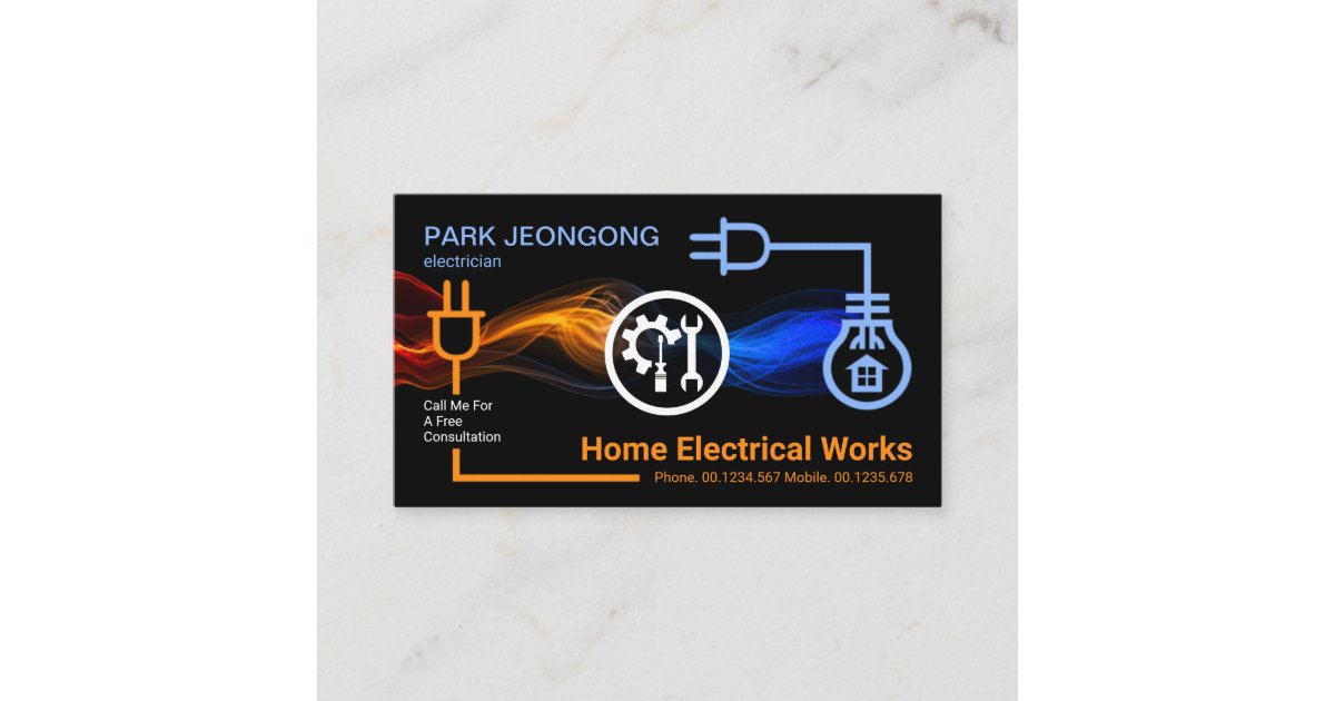 Electrical Circuit Lightning Wiring Business Card | Zazzle