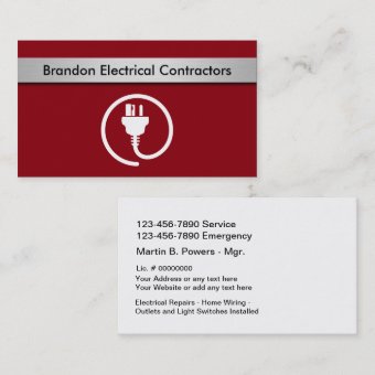 Electrical Contractor Business Cards | Zazzle