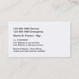 Electrical Contractor Business Cards | Zazzle