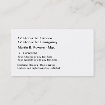 Electrical Contractor Business Cards | Zazzle