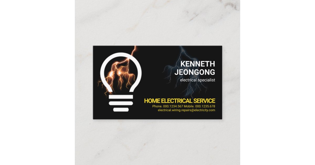 Electrical Lightning Powers Home Bulb Business Card | Zazzle