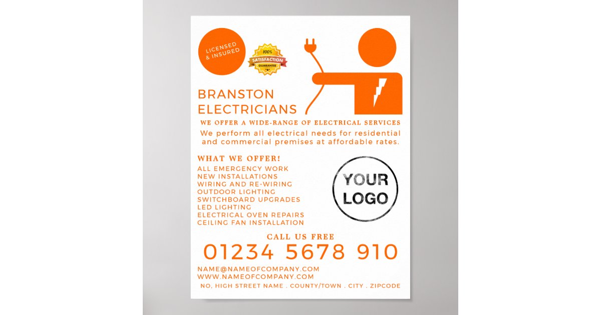 Electrical Man, Electrician Advertising Poster | Zazzle
