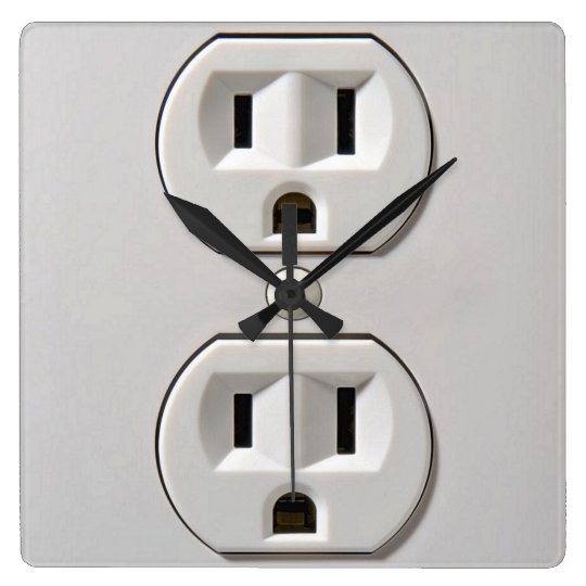 Electrical Outlet Plug-in Square Wall Clock | Zazzle.com