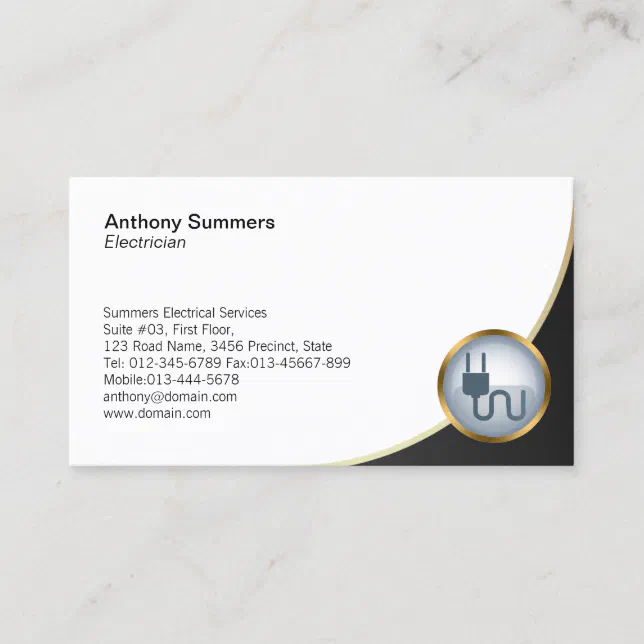 Electrical Plug Icon Electrician Business Card | Zazzle