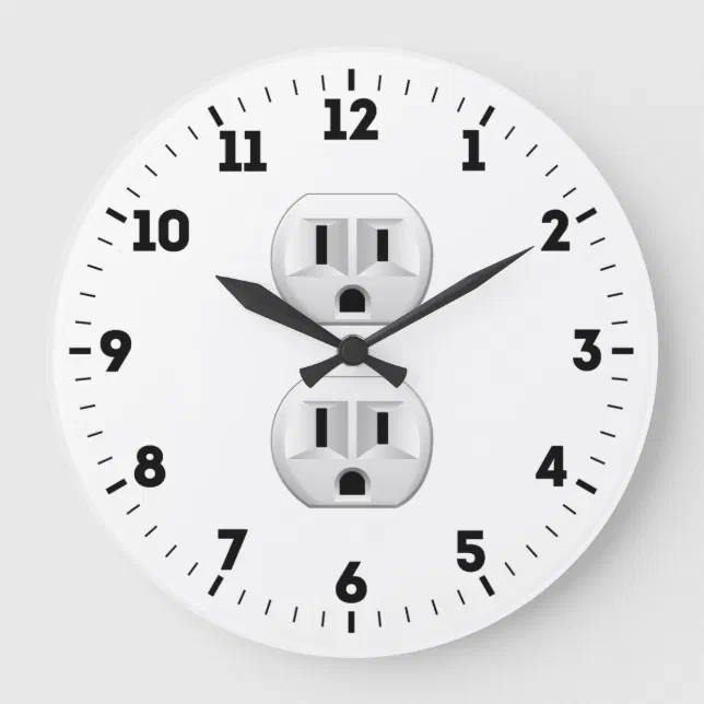 Electrical Plug Outlet on a Large Clock | Zazzle