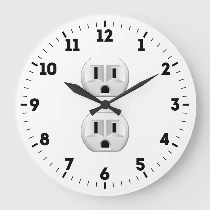 Electrical Plug Outlet on a Large Clock | Zazzle