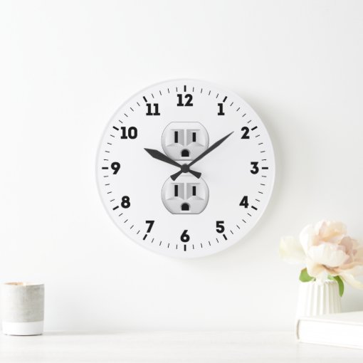 Electrical Plug Outlet on a Large Clock | Zazzle