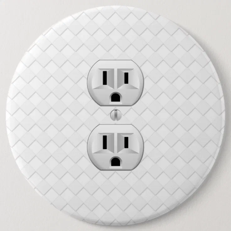 Electrical Plug Wall Outlet Fun Customize This Button | Zazzle
