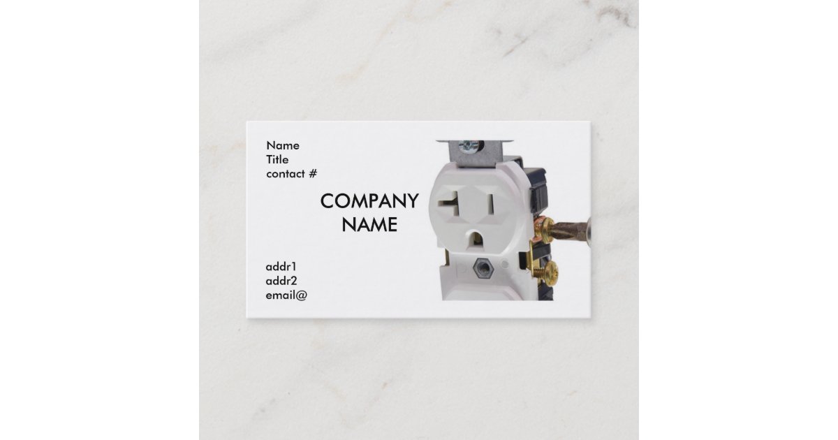 electrical wall outlet wiring business card | Zazzle