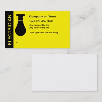 Electrical Work Electrician Business Cards | Zazzle