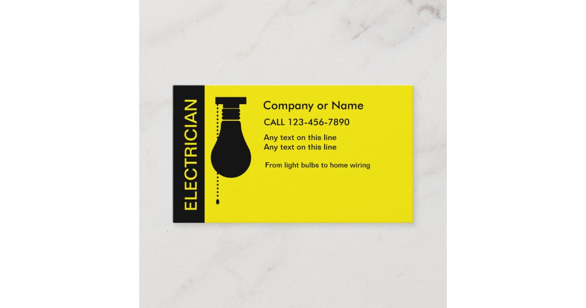 Electrical Work Electrician Business Cards | Zazzle