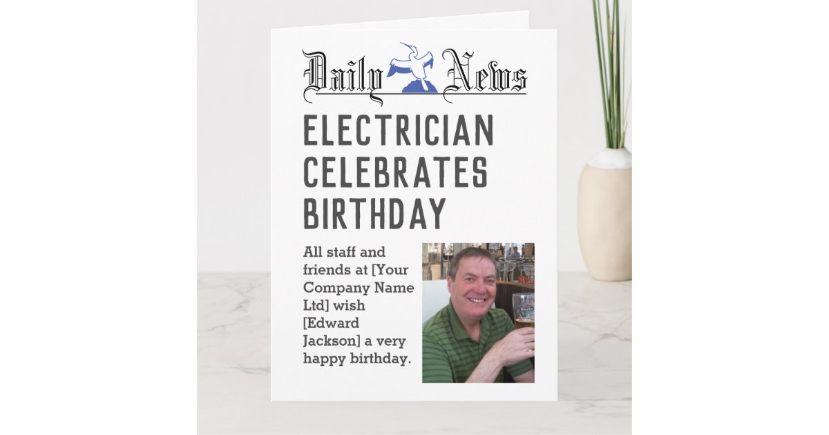 Electrician Birthday Card to Personalise | Zazzle