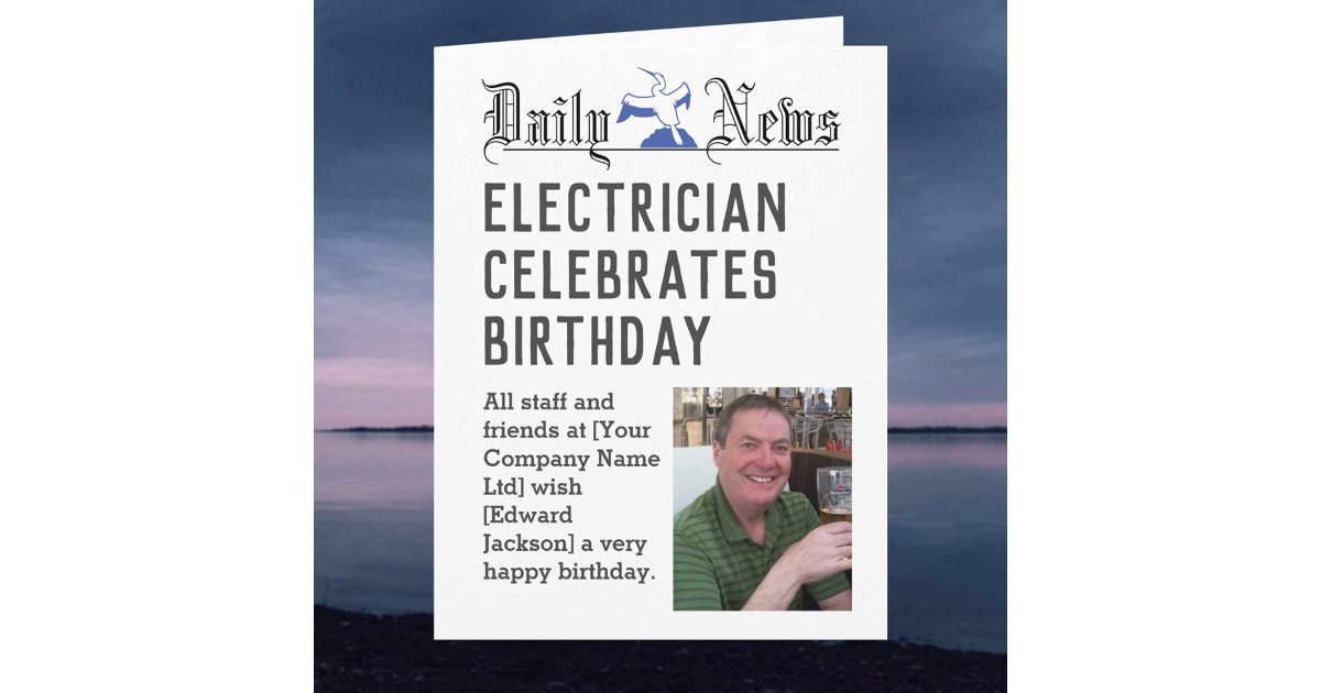 Electrician Birthday Card to Personalise | Zazzle