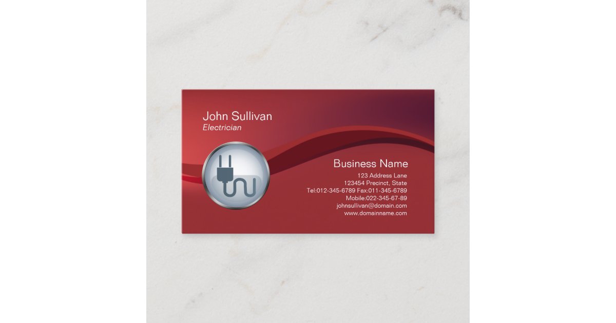 Electrician Business Card Electric Plug Icon | Zazzle