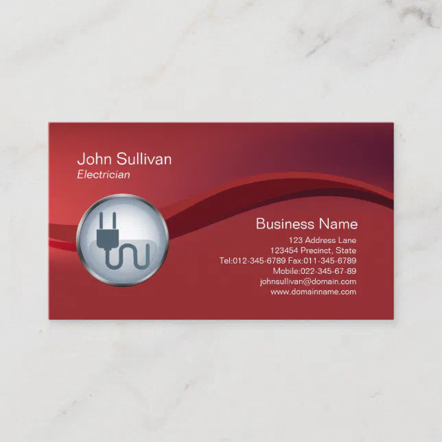 Electrician Business Card Electric Plug Icon | Zazzle