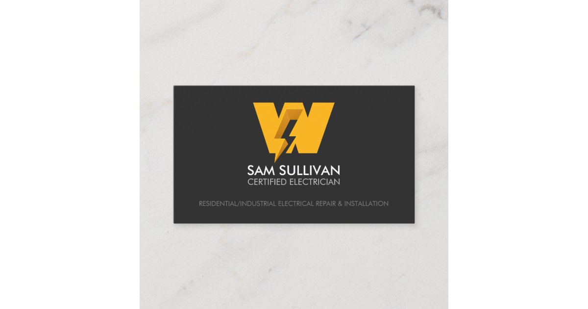 Electrician Contractor Monogram W Business Card | Zazzle